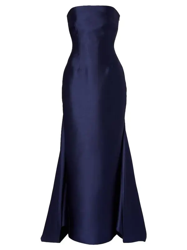 Solace London Imani Strapless Gown - Blue