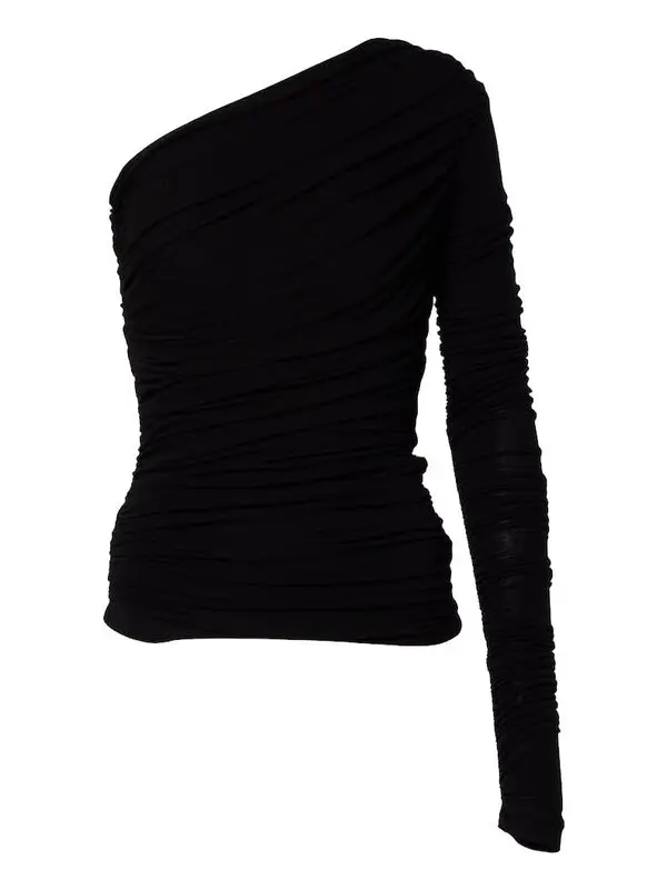 AGOLDE Annette Asymmetrical Ruched Top - Black