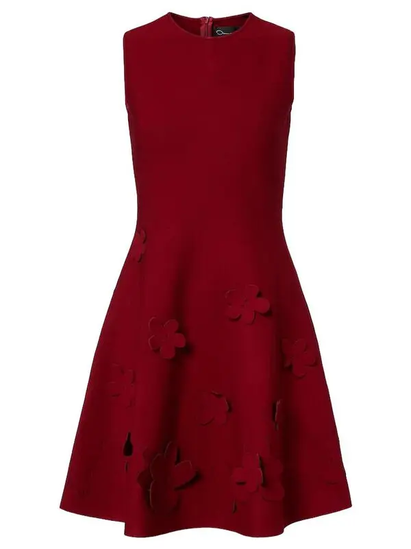 Oscar De La Renta Floral Knitted Minidress - Burgundy