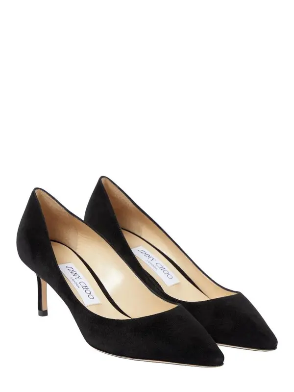 JIMMY CHOO Romy 60 Suede Pointed Toe Pumps - Black