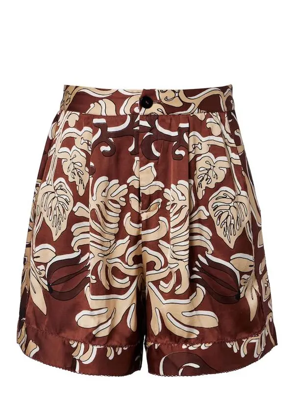 Poupette St Barth Isabelle Printed High-rise Shorts - Brown