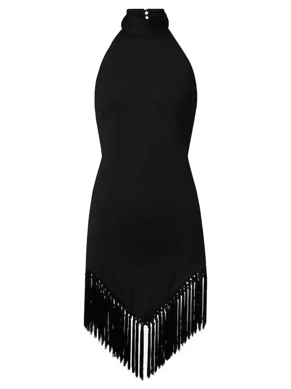 TALLER MARMO Ares Fringed Jersey Minidress - Black