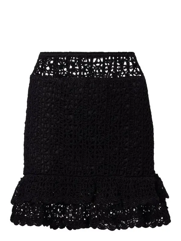 Anna Kosturova Crochet Cotton Miniskirt - Black