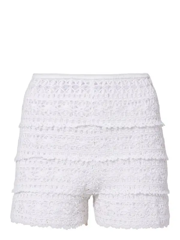 Anna Kosturova Deauville Crochet Cotton Shorts - White