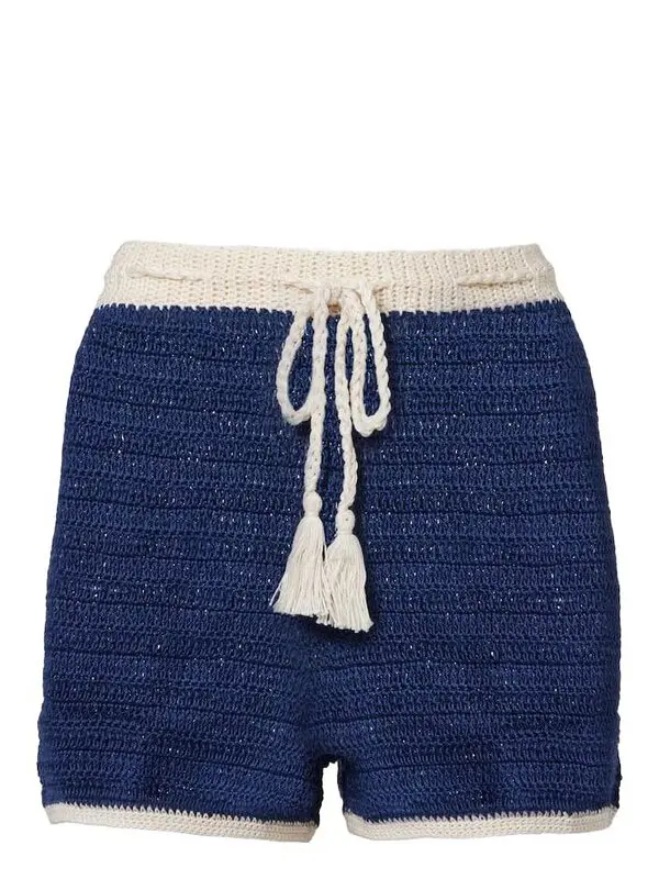 Anna Kosturova Crochet Cotton Shorts - Blue