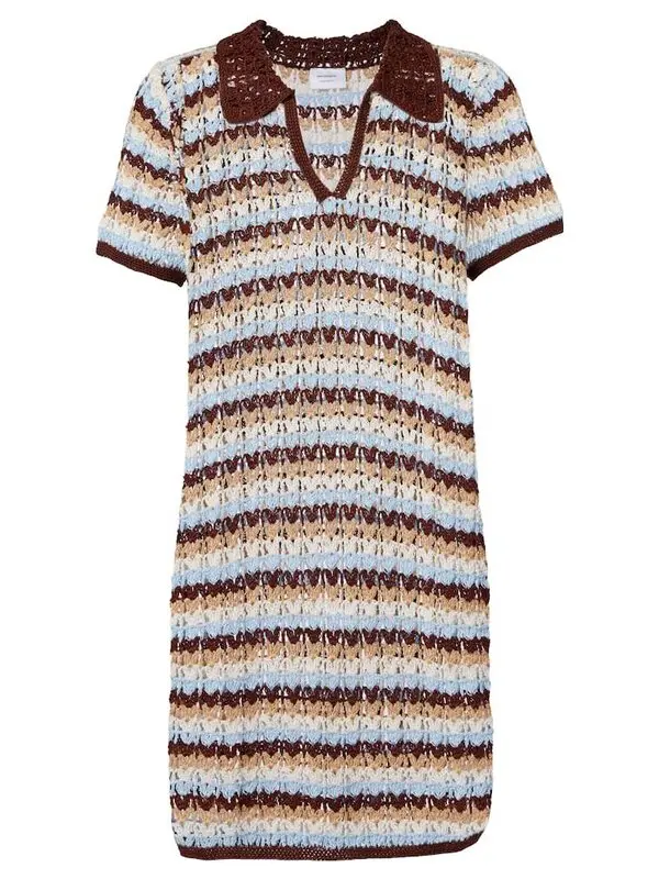 Anna Kosturova Crochet Cotton Polo Dress - Brown