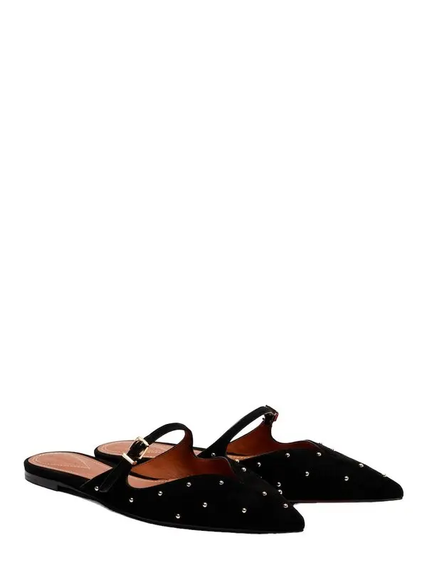 Zimmermann Aura Studded Suede Mules - Black
