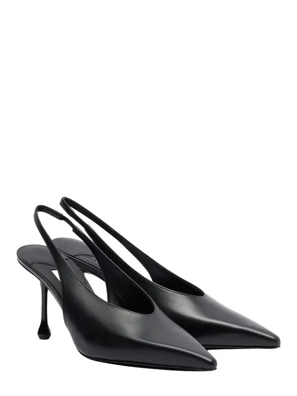 JIMMY CHOO Isa 80 Leather Slingback Pumps - Black