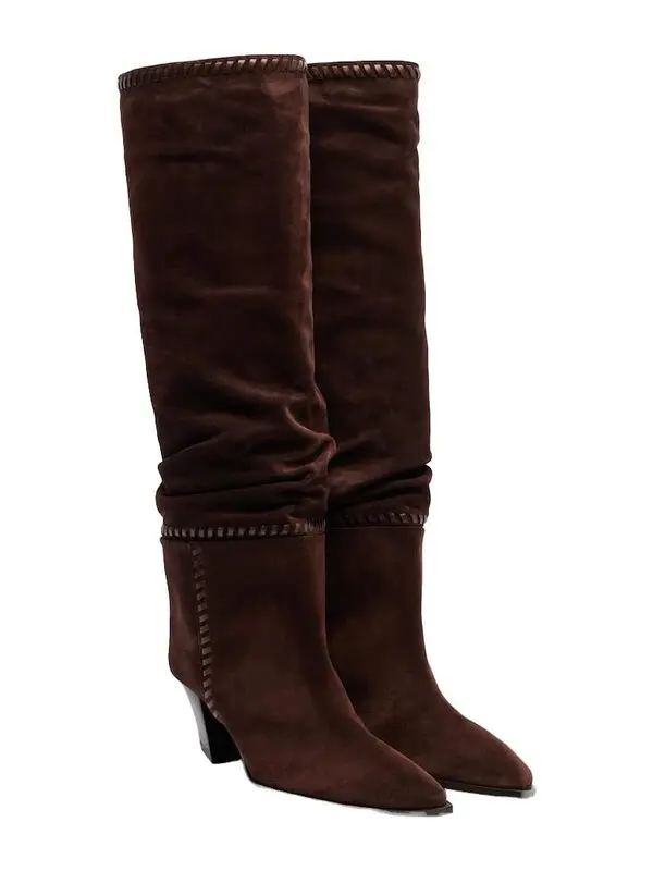 JIMMY CHOO Hart Stitch 60 Suede Knee-high Boots - Brown
