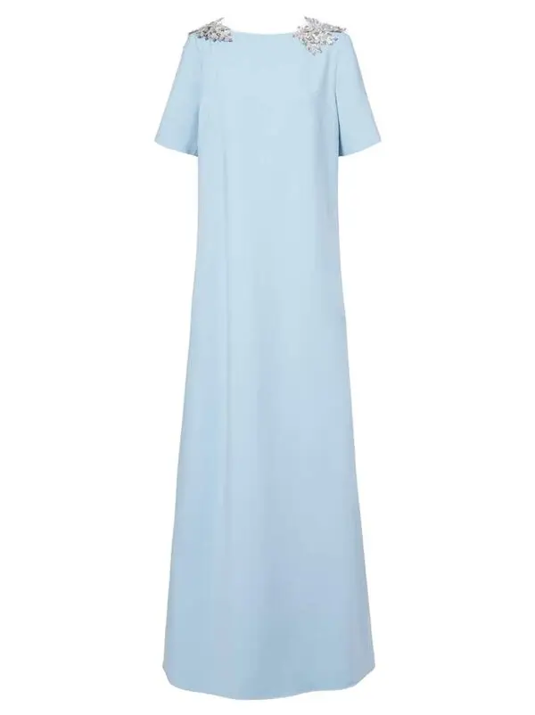 Oscar De La Renta Fern Sequined Wool-blend Gown - Blue