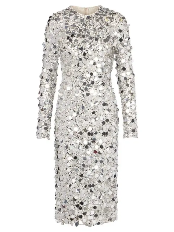Dolce & Gabbana Sequined Midi Dress - Silver