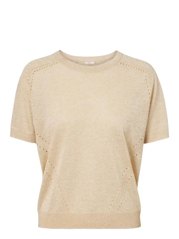 JOSEPH Lille Knitted Lamé Top - Gold