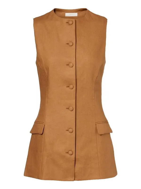 Faithfull The Brand Jane Linen Vest - Brown
