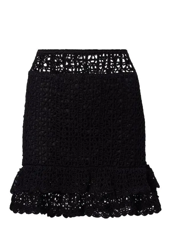 Anna Kosturova Brigette Crochet Cotton Miniskirt - Black