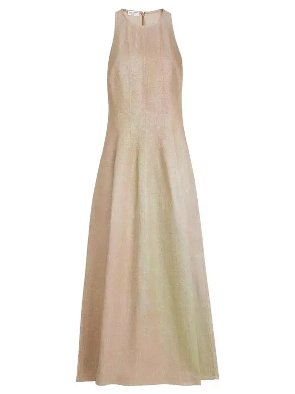 Brunello Cucinelli Maxi Sparkling-twill Dress - Neutrals