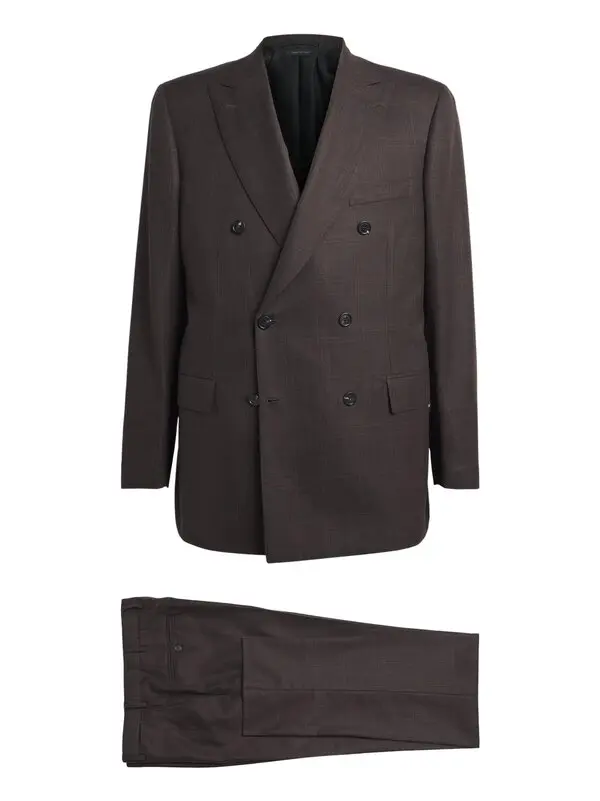 Brioni Wool Check 2-piece Suit - Brown