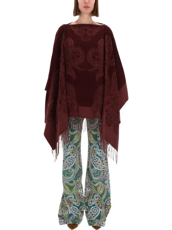 Etro Wool Poncho - Red