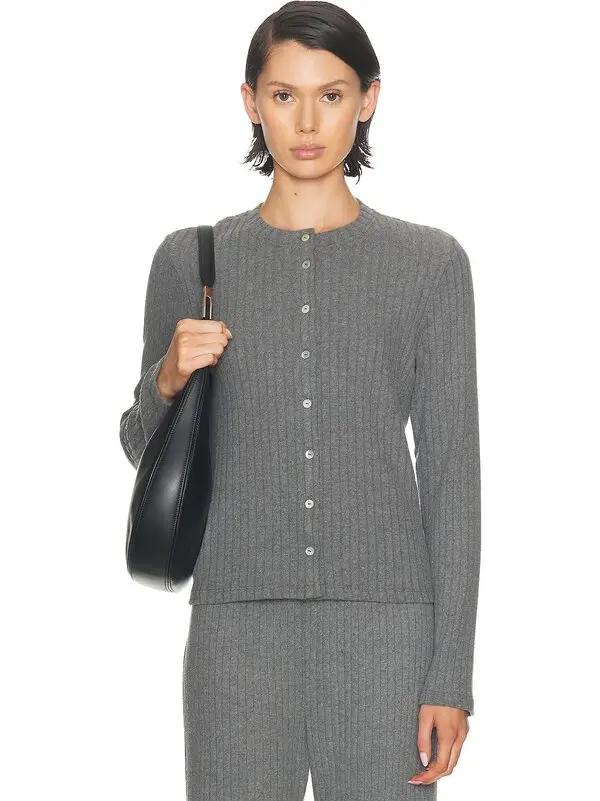 Donni. Sweater Rib Cardigan - Charcoal Grey