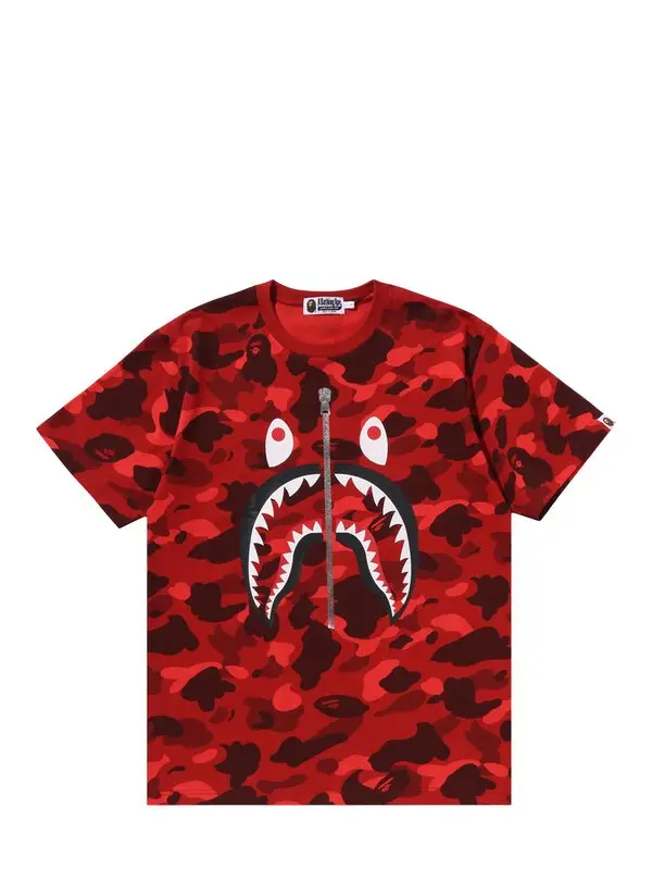 A BATHING APE Color Camo Shark Tee - Red
