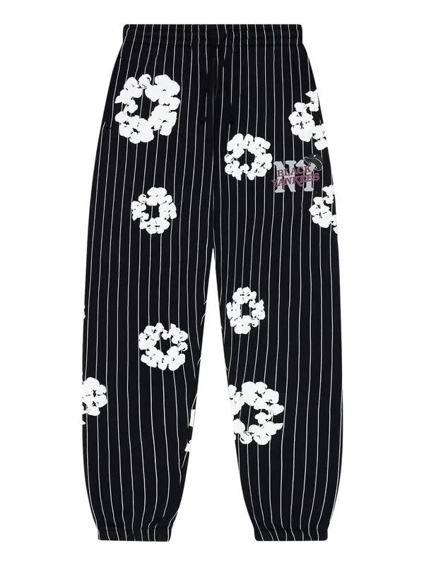 DENIM TEARS Pinstripe Wreath Sweatpants - Black