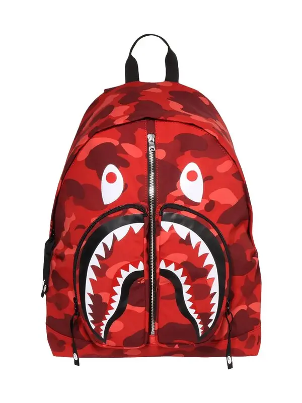 A BATHING APE Color Camo Shark Daypack - Red