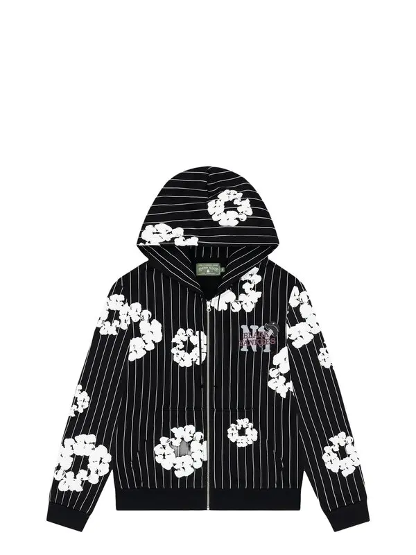 DENIM TEARS Pinstripe Wreath Zip Hoodie - Black
