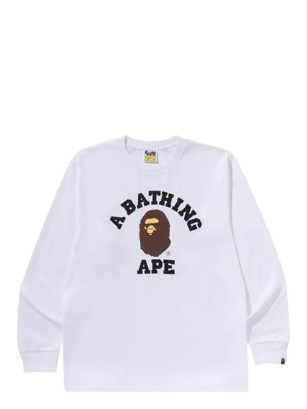 A BATHING APE College Long-sleeve Tee - White