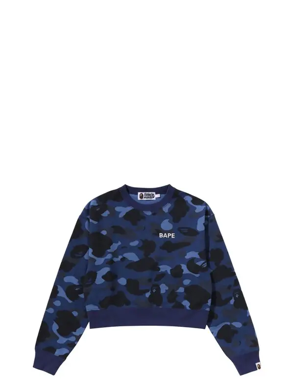A BATHING APE Color Camo Cropped Crewneck Sweatshirt - Blue