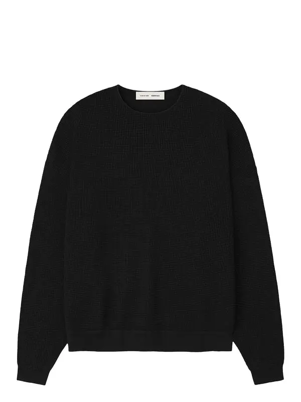 Fear Of God Waffle Crewneck Sweater - Black