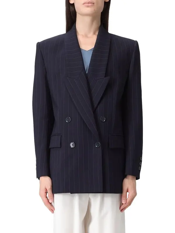 Pinko Striped Double-breasted Jacket - Blue