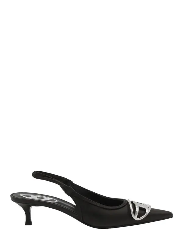 DIESEL® Slingback Pumps With Silver-tone Detailing - Black