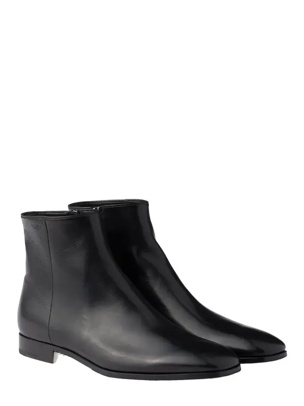 Prada Leather Booties - Black