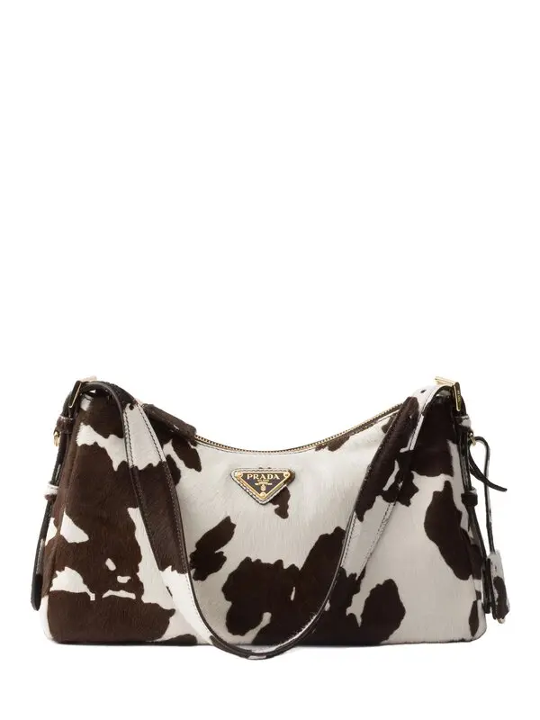Prada Aimée Printed Leather Shoulder Bag - White
