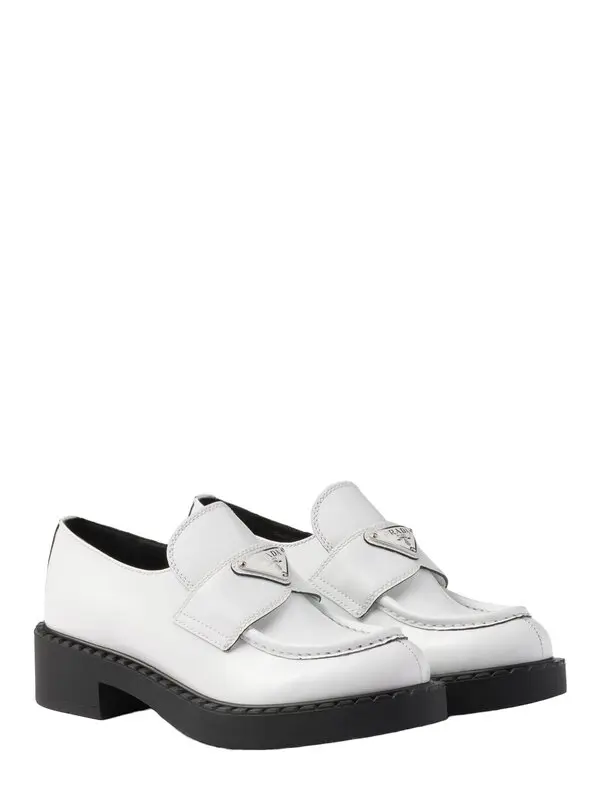 Prada Brushed Leather Loafers - White