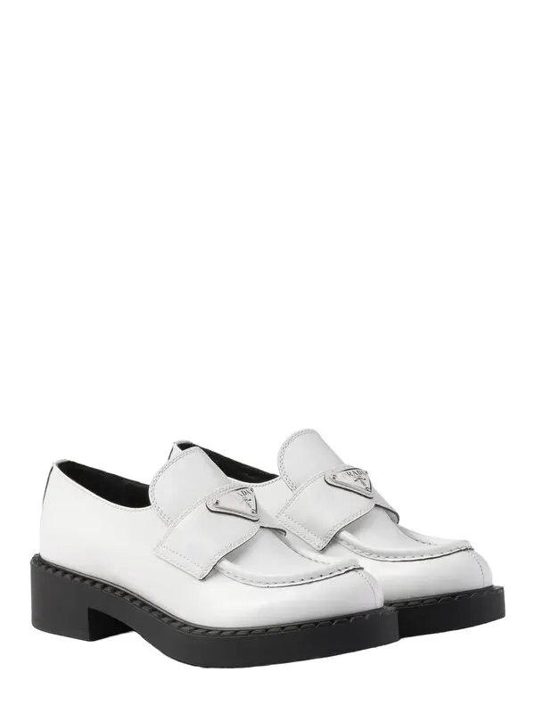 Prada Brushed Leather Loafers - White