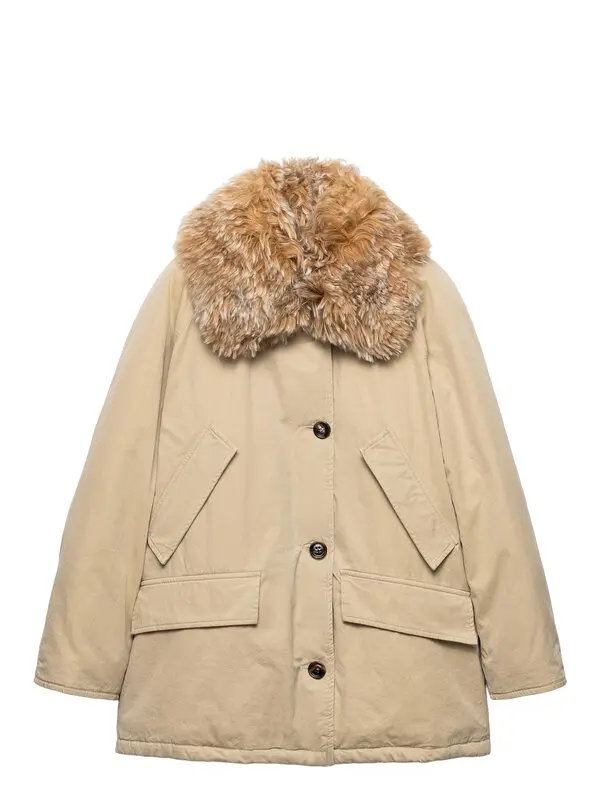 Prada Medium-weight Old Panama Cotton Down Jacket - Neutral