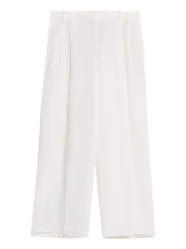 Brunello Cucinelli Linen Gabardine Wide-leg Pants With Monili Trim - Naturale