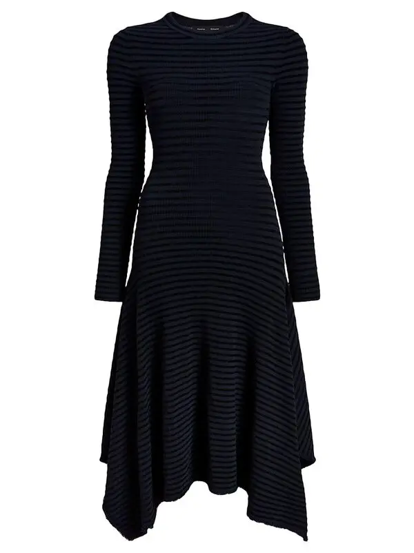 Proenza Schouler Didi Velvet Stripe Midi Dress - Navy/black