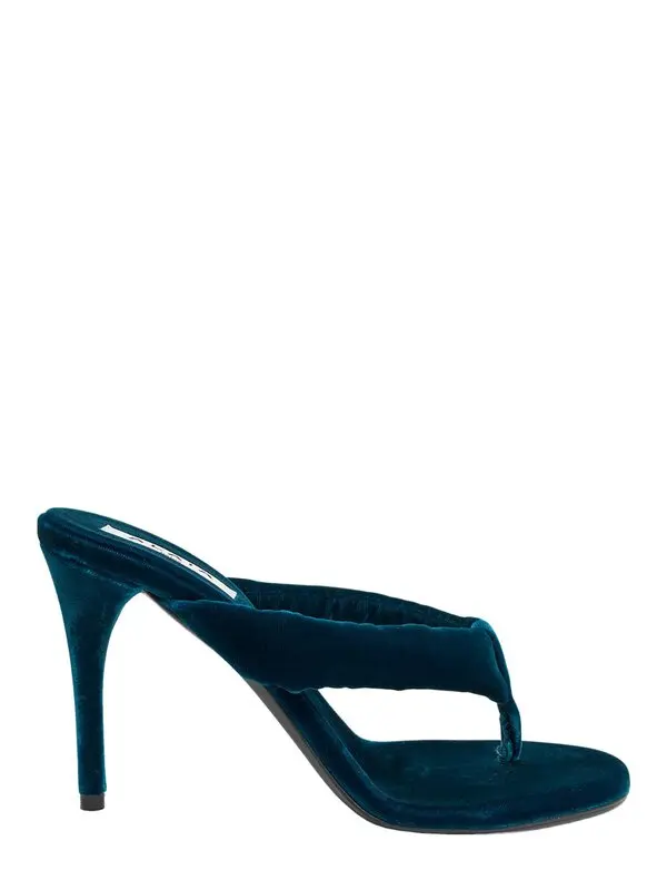 Alaïa Velvet Thong Stiletto Sandals - Petrole