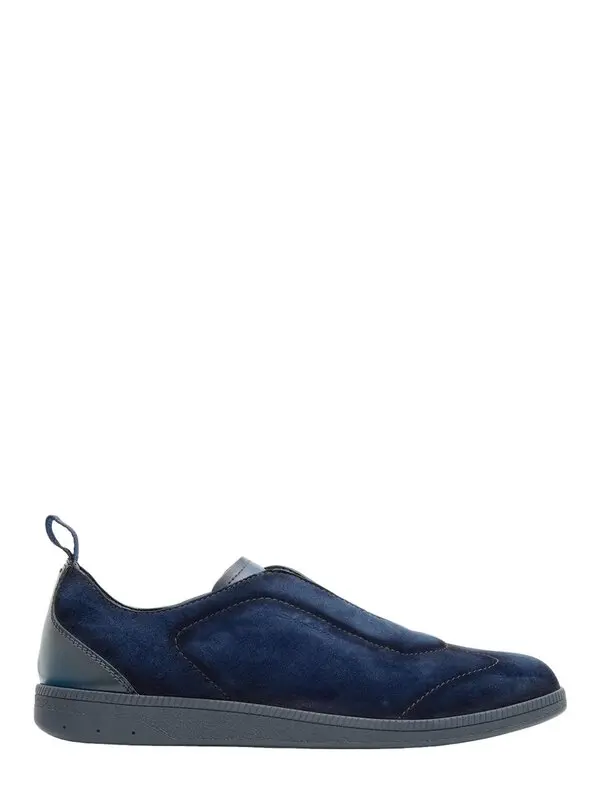 Santoni Lume Suede Stretch-lace Low-top Sneakers - Blue