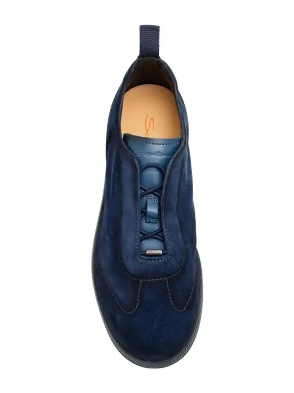 Santoni Lume Suede Stretch-lace Low-top Sneakers - Blue