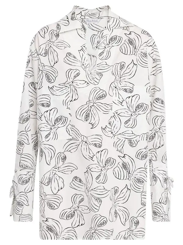 Max Mara Sansa Bow-print Mini Shirtdress - White