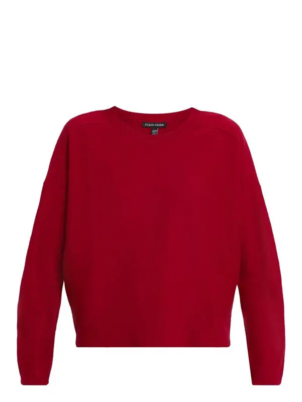 Eileen Fisher Crewneck Felted Wool Sweater - Ruby