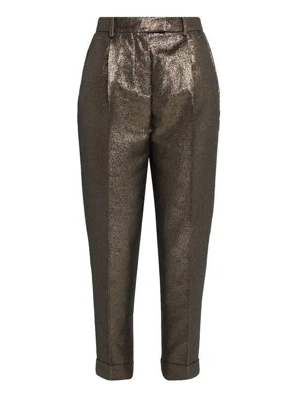 REISS Metallic Cotton-blend Tapered Trousers - Gold