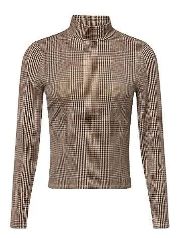 Veronica Beard Stretch-woven High-neck Top - Dark Acorn Multi