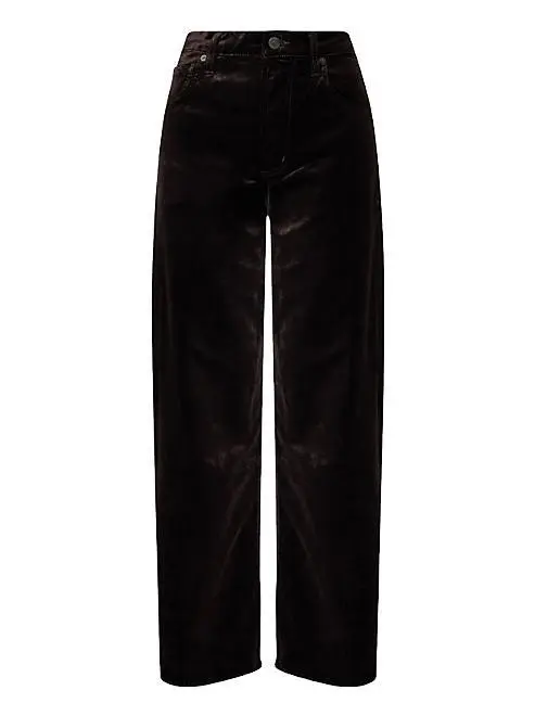 Citizens Of Humanity Ayla Baggy Wide-leg High-rise Velvet Jeans - Espresso