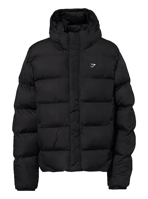 GYMSHARK Logo-print Hooded Puffer Jacket - Gs Black