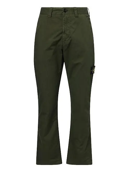 Stone Island Straight-leg Cotton Twill Trousers - Juniper