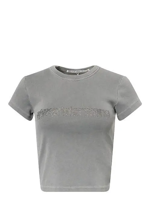 Alexander Wang Hotfix Short-sleeved Cotton T-shirt - Grey