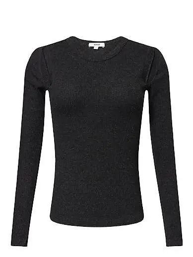 AGOLDE Rib-knit T-shirt With Cut-out Detail - Katniss (black Heather)